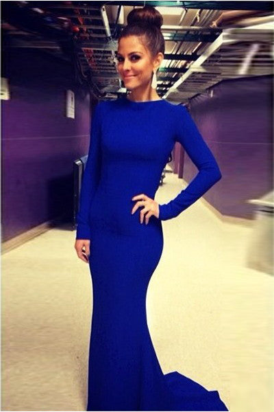 Gorgeous Blue Cross Back Long Mermaid Dress – wensoal